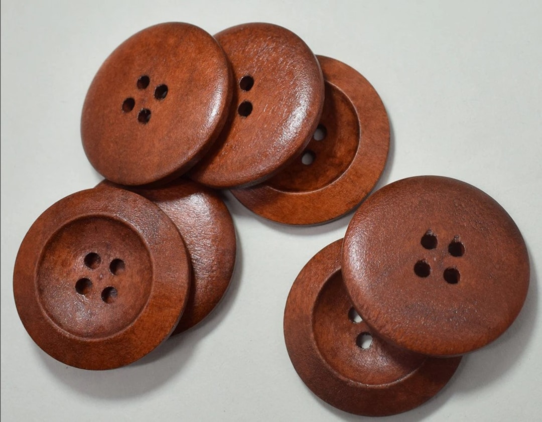 Brown Wooden Buttons - 30mm (1 1/4 Inch) - 4 Hole - Wood Button (B21383 ...