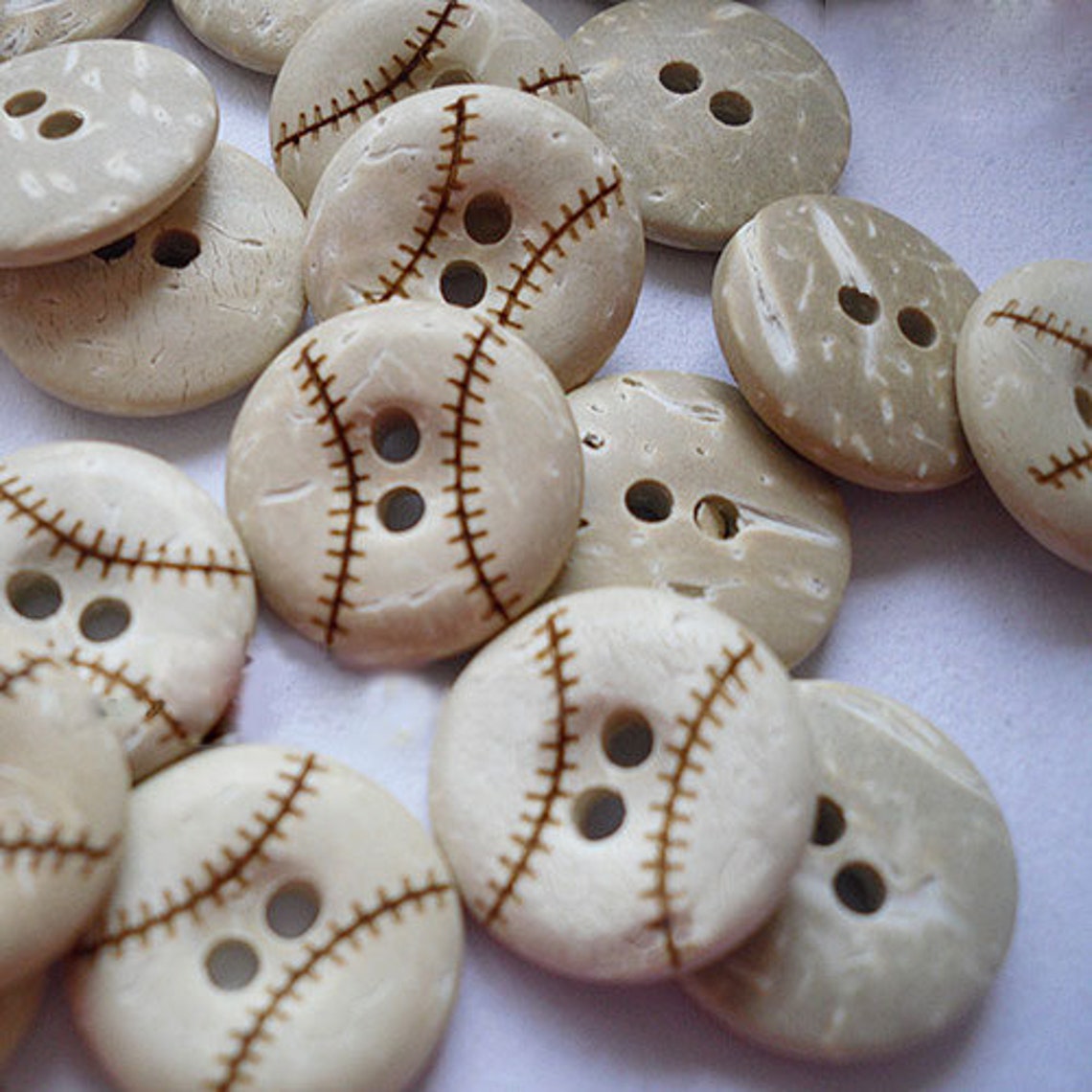 Baseball Design Coconut Wooden Button - 15mm - 2 Hole - Wood Buttons ...