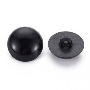 Black Shank Button - Domed Shape - Acrylic - Half Round - 22mm X 13mm ...