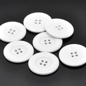 Large White Resin Acrylic Buttons - 34mm (approx. 1.5 Inch) - 4 Hole ...