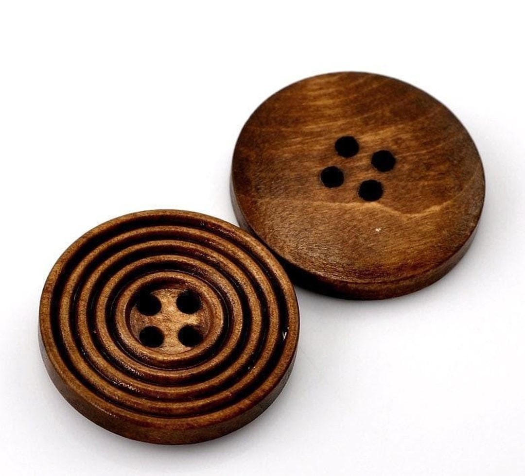 Chestnut Brown Wooden Buttons - 20mm - Approx. 3/4 Inch - 4 Hole - Wood ...