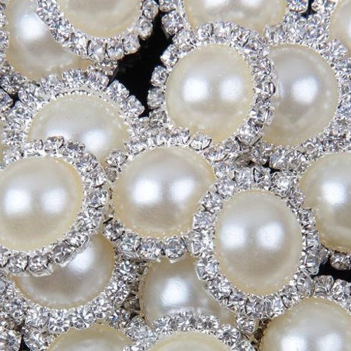 Pearl Buttons Flatback Rhinestone Embellishment Metal - Etsy