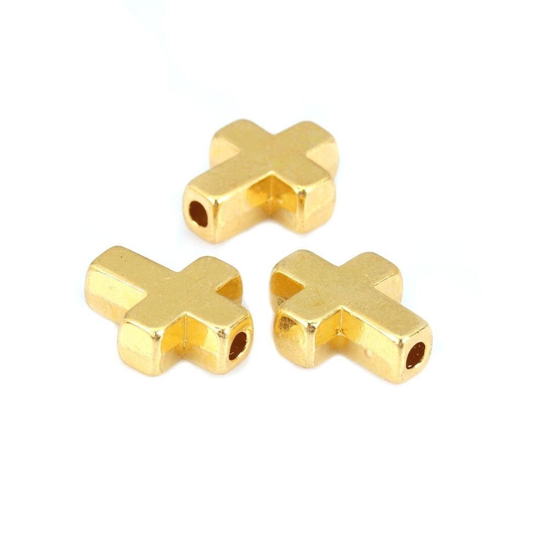 5 Gold Plated Sideways Cross Connectors Links - 15mm X12mm (5/8 Inch X ...