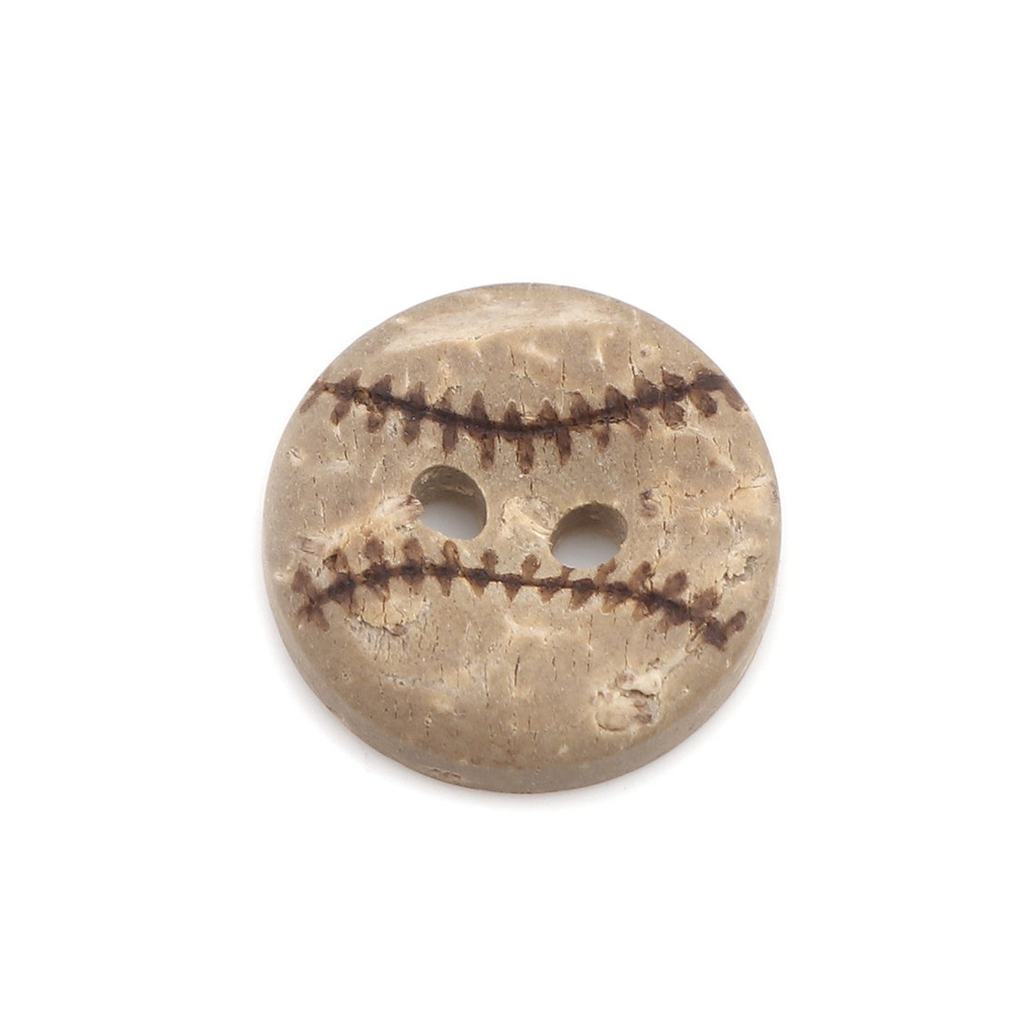 Baseball Design Coconut Wooden Button - 15mm - 2 Hole - Wood Buttons ...