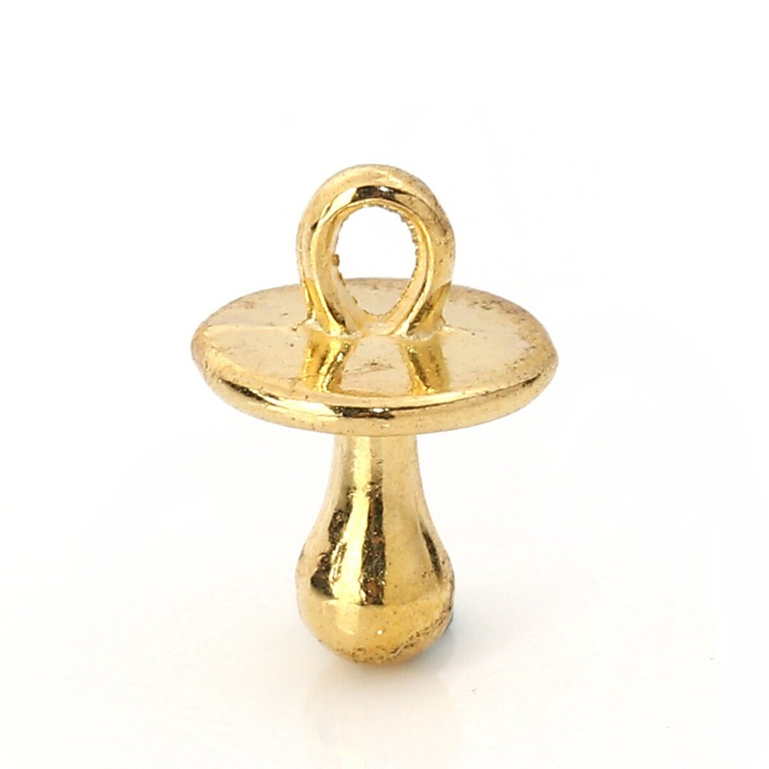 5 Gold Plated Pacifier Baby Charm Pendant Gold Plated Lead and Nickel ...