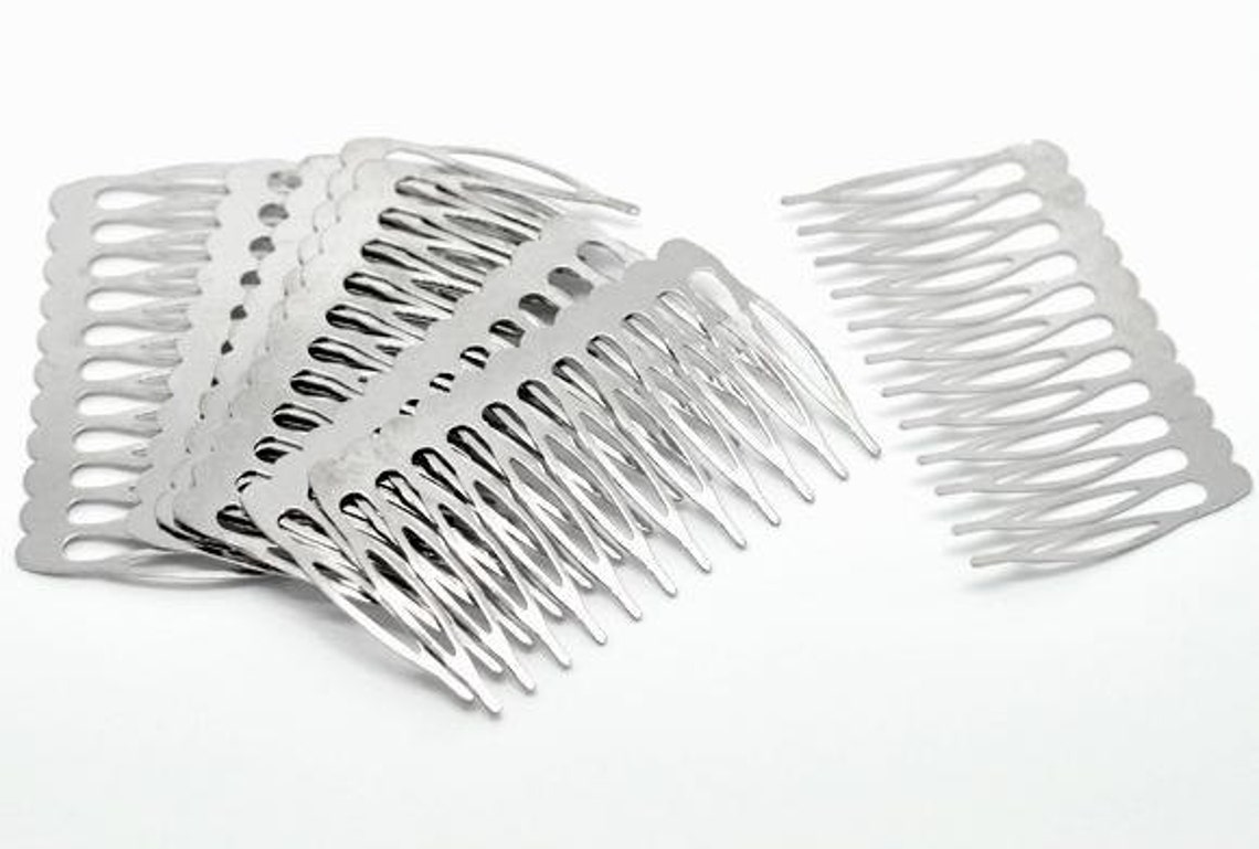 5 Silver Hair Combs Nickel Free Lead Free Wedding Bridal - Etsy