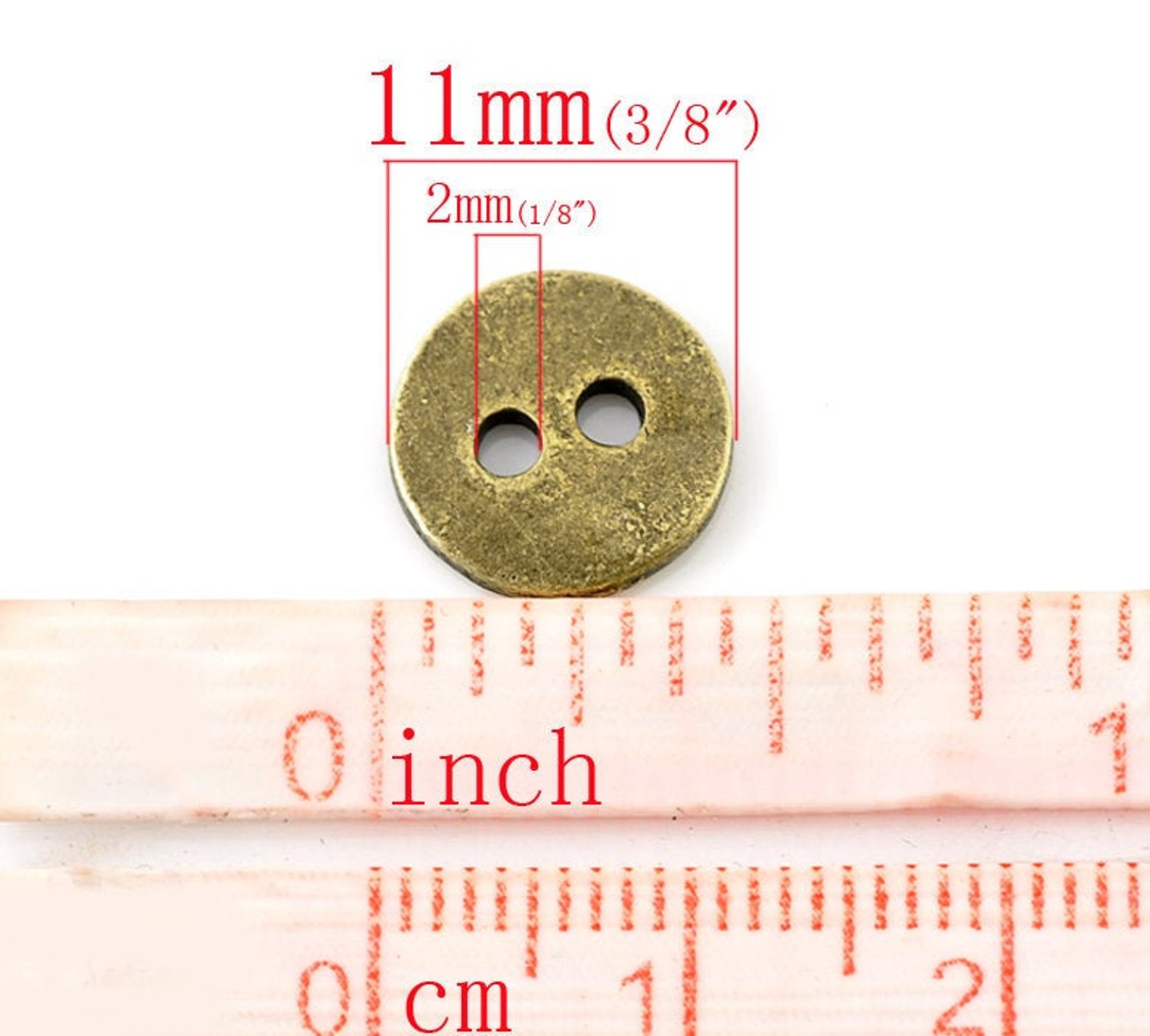25 Antique Bronze Metal Button 2 Holes 11mm 3/8 - Etsy