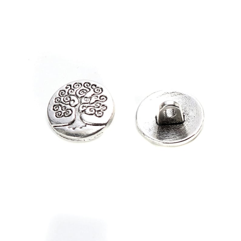 Tree of Life Silver Metal Sewing Buttons Round - Lead and Nickel Free ...