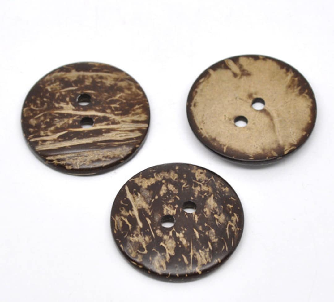 10 Large Wooden Buttons - 1.5 Inch - 38mm - Wood Buttons - Coconut Wood ...