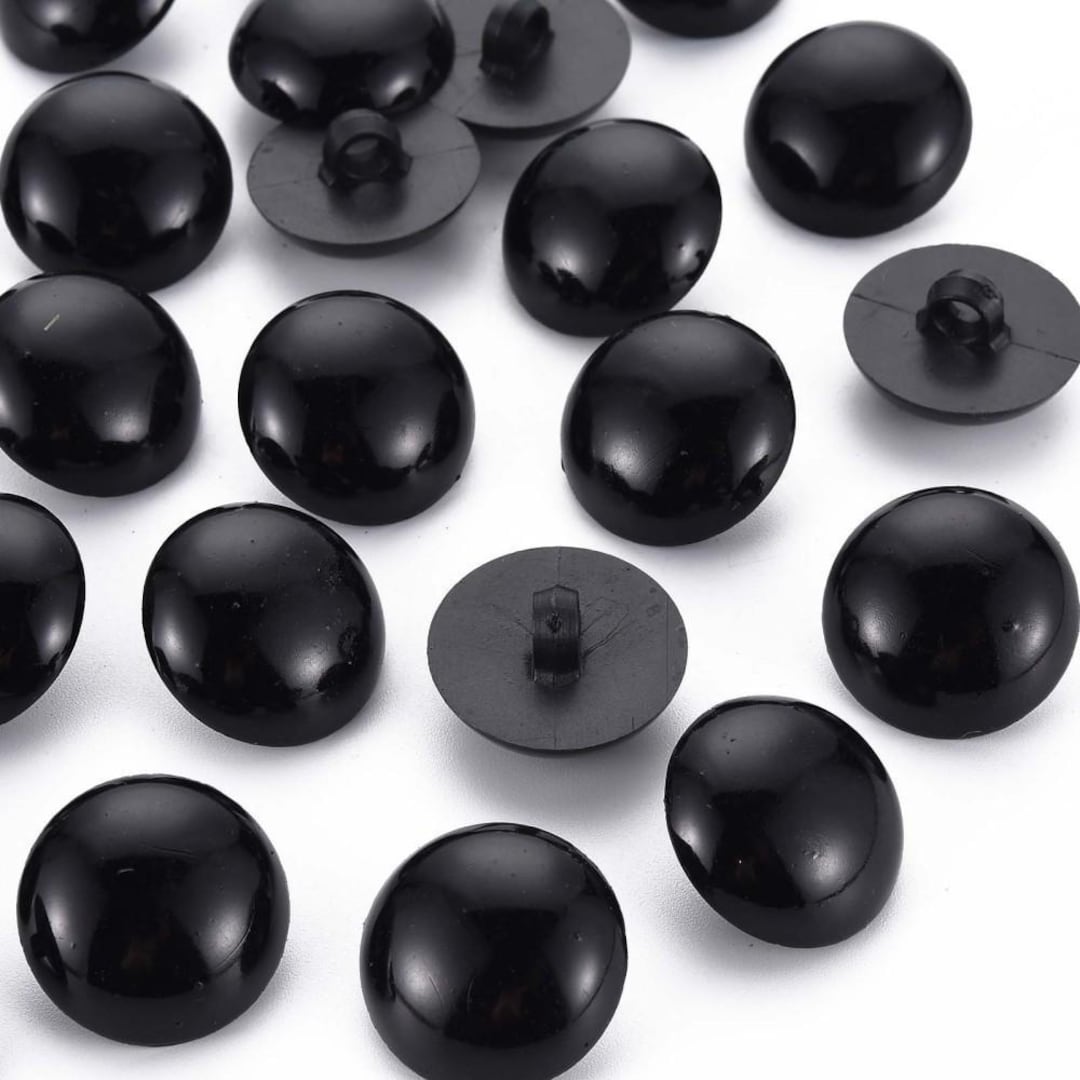 Black Shank Button - Domed Shape - Acrylic - Half Round - 22mm X 13mm ...