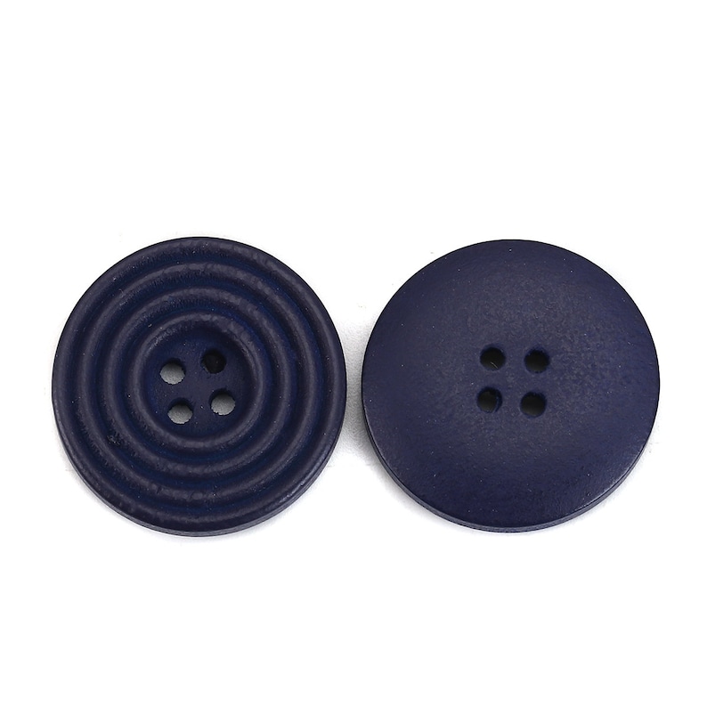 Dark Navy Blue Wooden Buttons 25mm 1 Inch 4 Hole Wood | Etsy