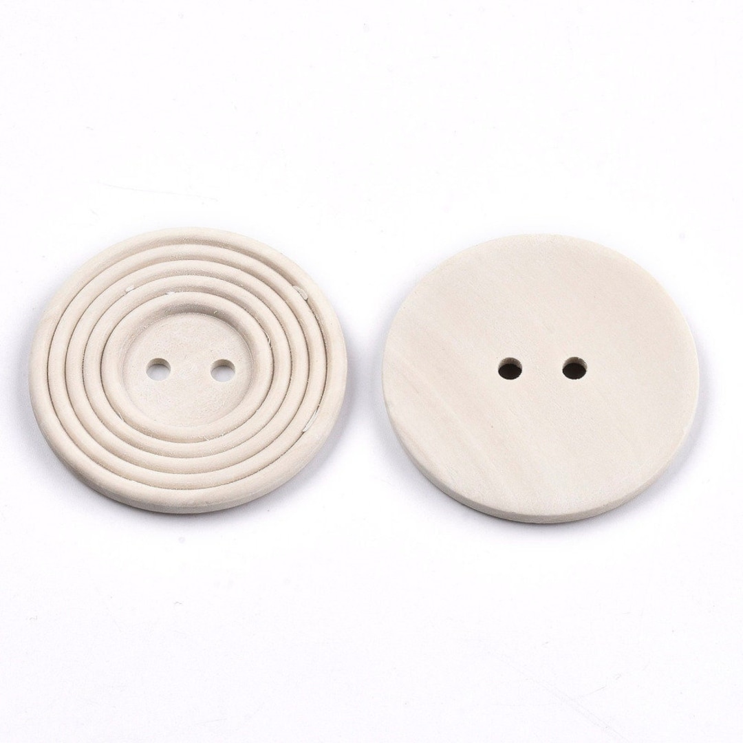 Extra Large Natural Wooden Buttons - 50mm - 2 Inch - 2 Hole - Carved ...
