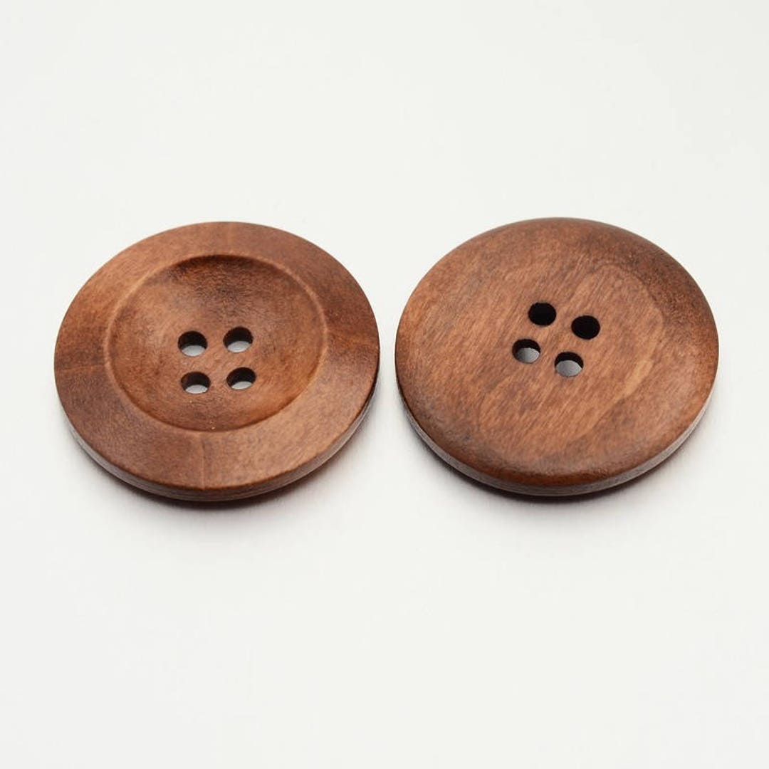 10 Large Brown Wooden Buttons - 30mm (1 1/4 Inch) - 4 Hole - Wood ...