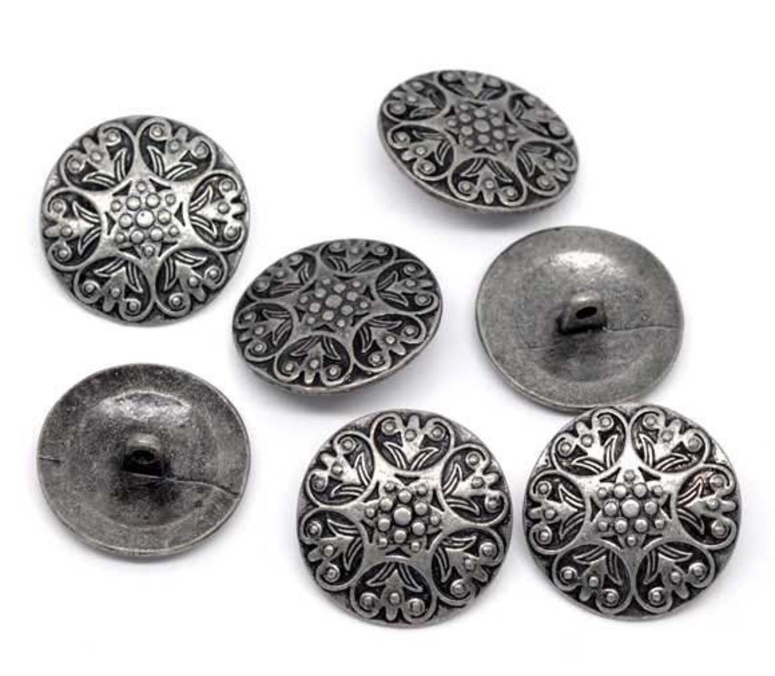 Antiqued Silver Metal Buttons Shank 25mm 1 Inch Metal - Etsy