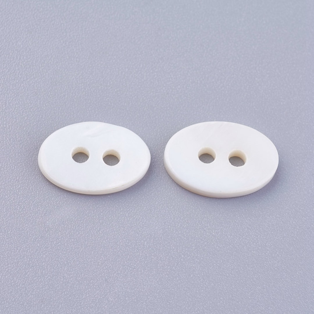 Botones ovalados de concha - Oval - Blanco - 12mm x 8mm ~ 2mm de ...