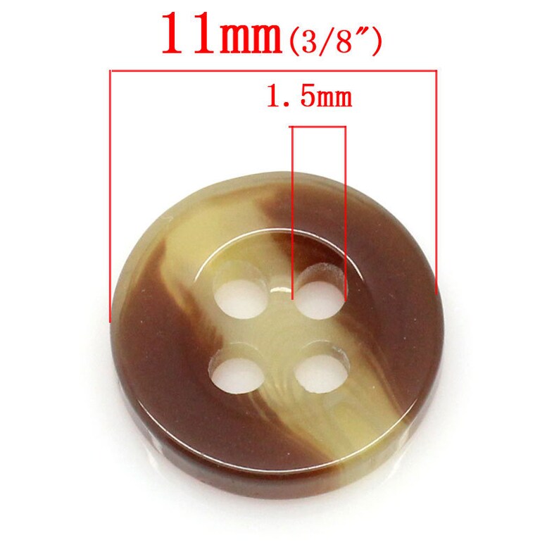 50 Acrylic Resin Buttons 11mm Brown Cream 4 Hole Resin - Etsy