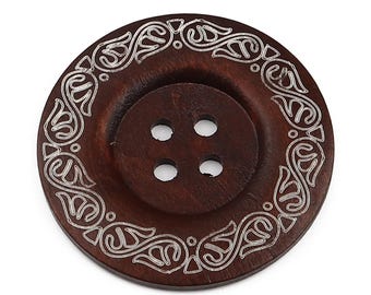 1 Extra Large Wooden Button 2 3/8 Inch 6cm Wood Buttons Decorative 1 ...