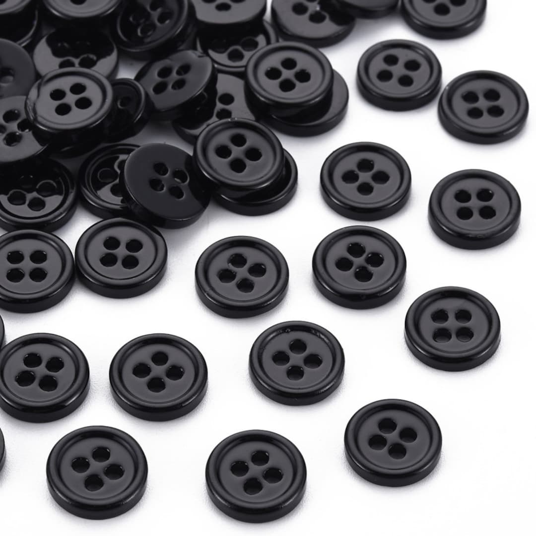 Black Shell Buttons - 11mm - 4 Hole - Natural Shell Buttons (064A-01 ...