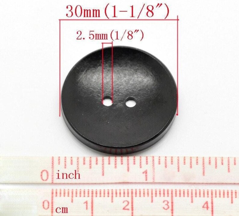 5 Black Wooden Buttons 30mm approx. 1 1/8 Inch 2 - Etsy