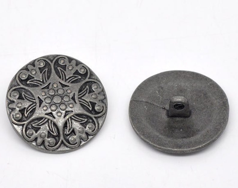 Antiqued Silver Metal Buttons Shank 25mm 1 Inch Metal - Etsy