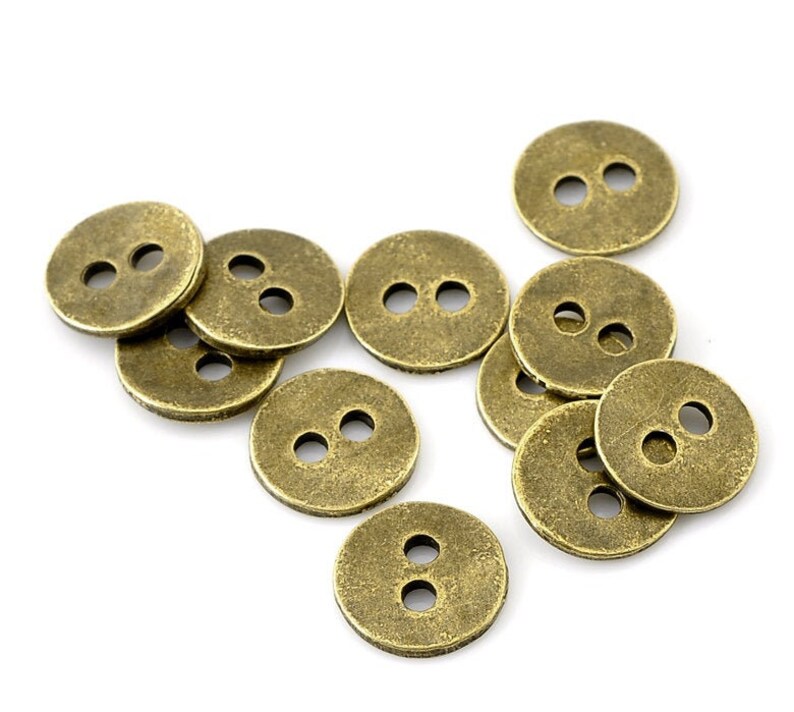 25 Antique Bronze Metal Button 2 Holes 11mm 3/8 - Etsy