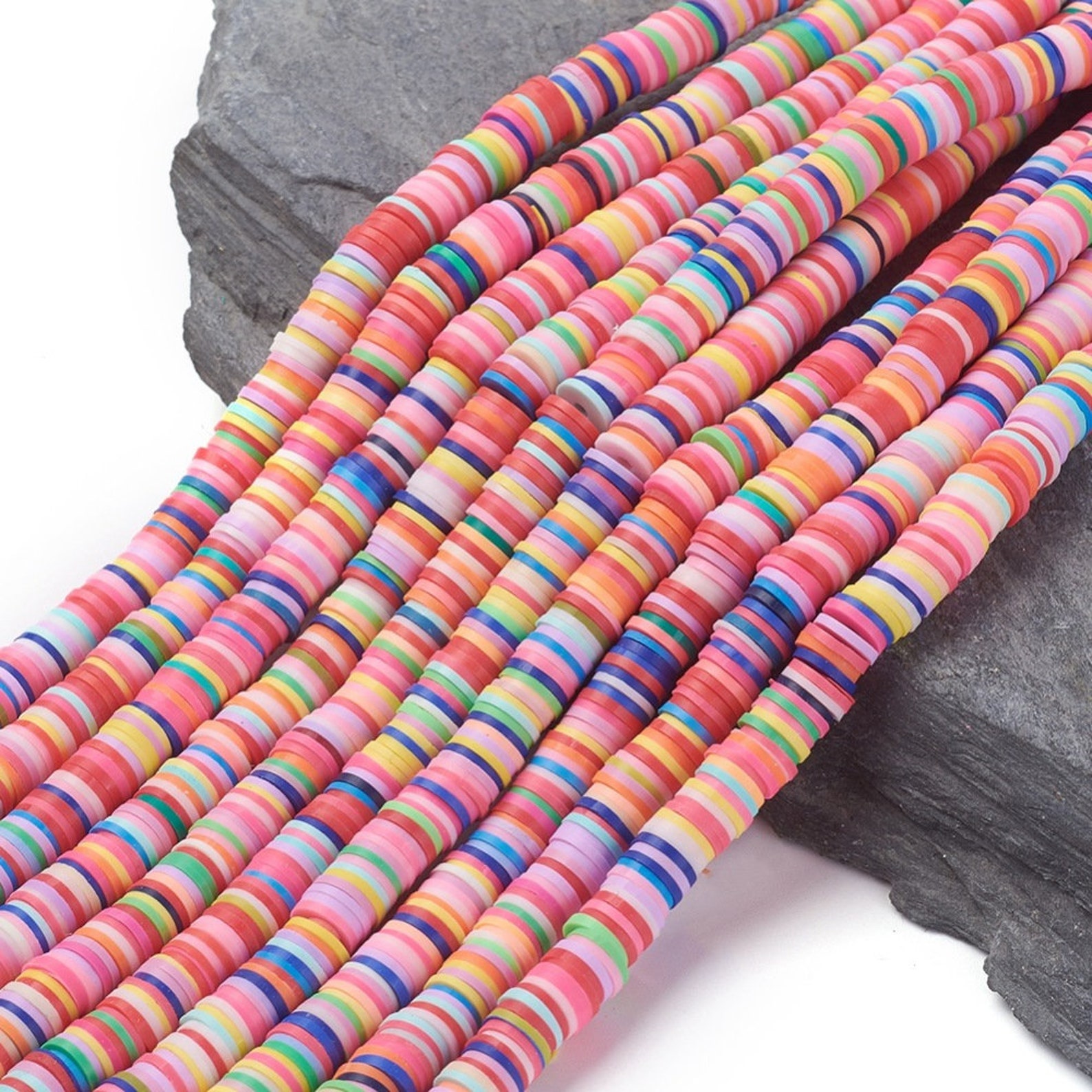 Heishi Beads 8mm (one Strand 380 - 400 Beads) - Polymer Clay Bead ...