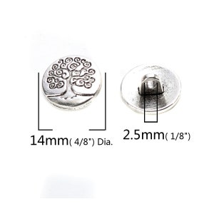 Tree of Life Silver Metal Sewing Buttons Round - Lead and Nickel Free ...
