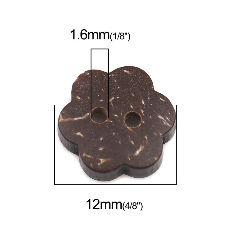 Coconut Wooden Button - 12mm - Flower Shape - Wood Buttons - Coconut ...