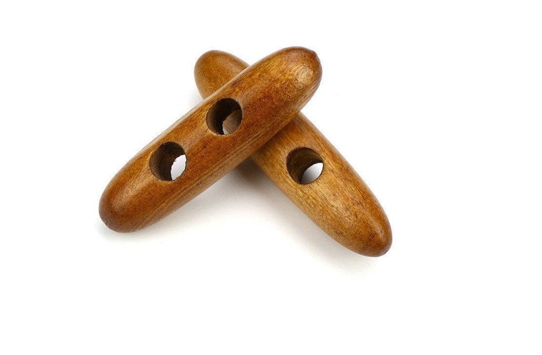 Toggle Wooden Buttons - Light Brown Finish - 5cm - Wood Toggle Button ...