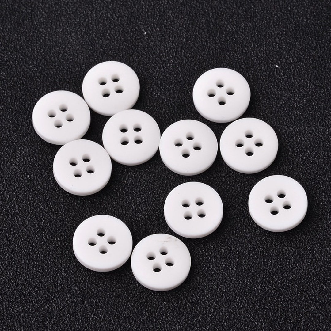 10 White Resin Acrylic Buttons - 18mm (approx. 3/4 Inch) - 4 Hole ...
