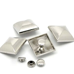 5 Silver Large Square Stud Rivets Spikes - 18mm X 18mm (3/4" X 3/4 ...