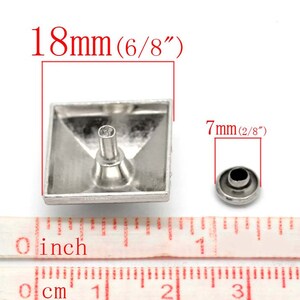 5 Silver Large Square Stud Rivets Spikes - 18mm X 18mm (3/4" X 3/4 ...