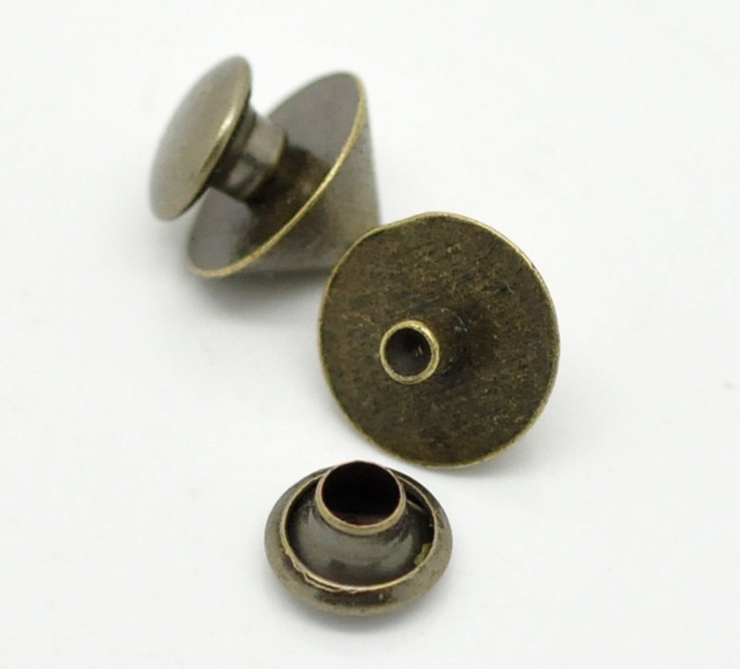 10 Antique Bronze Rivet Stud Spikes - Jean Tack - Jean Buttons - 10mm X ...