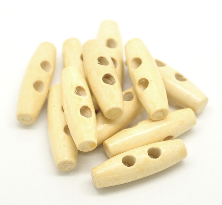 Natural Toggle Wooden Buttons - Light Finish - 37mm (1.4 Inches) - Wood ...