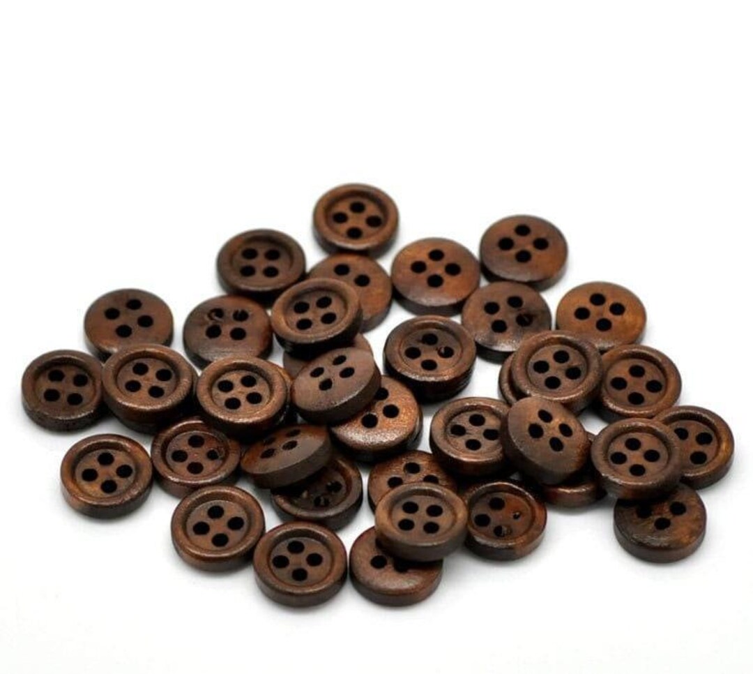 25 Dark Brown Wooden Buttons - 11mm - 4 Hole - Wood Button (b20326) - Etsy