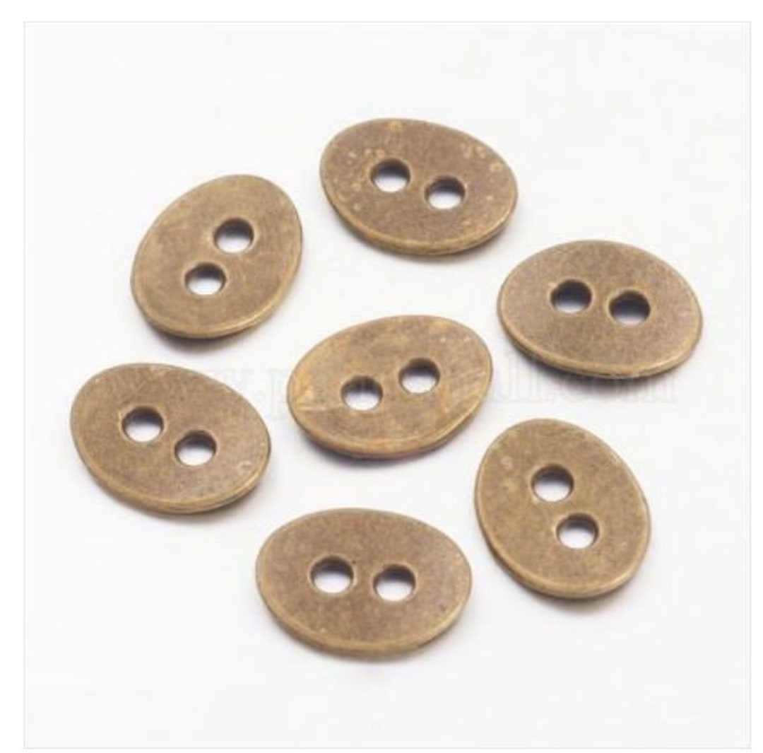 Antique Bronze Metal Button or Clasps - Oval - 2 Holes - 14mm X 11mm ...