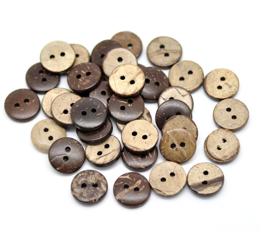 Small Coconut Shell Buttons - 13mm (1/2 Inch) - Natural Wooden Button ...