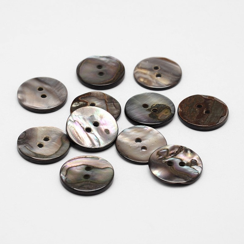 Black Gray Shell Buttons 17mm 5/8 Inch 2 Hole Flat - Etsy Australia
