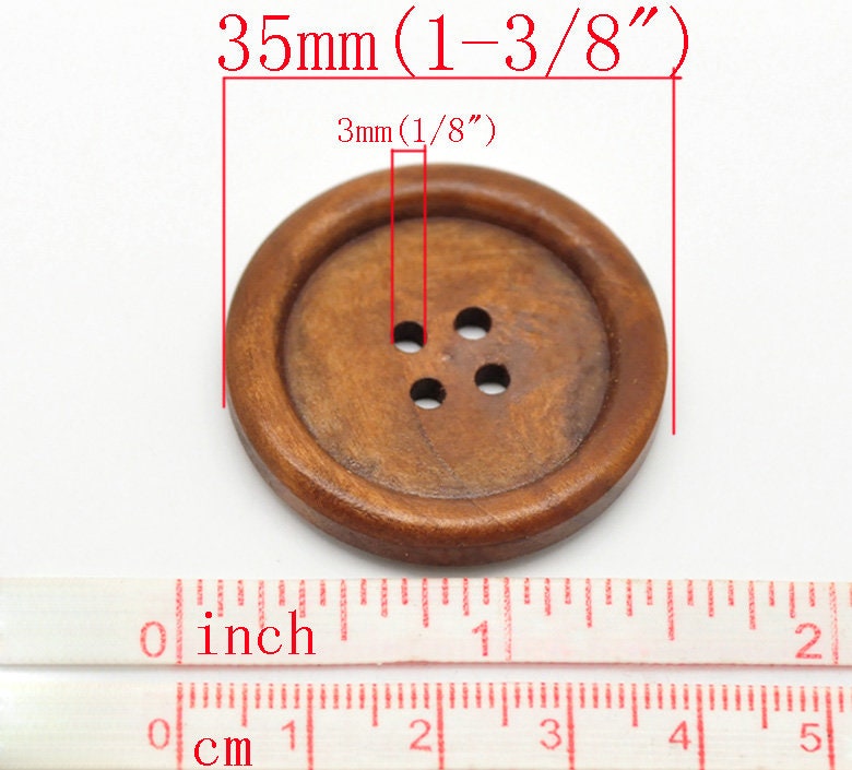 Large Reddish Brown Wooden Button - 30mm - 1 1/8 Inch - Wood Buttons ...