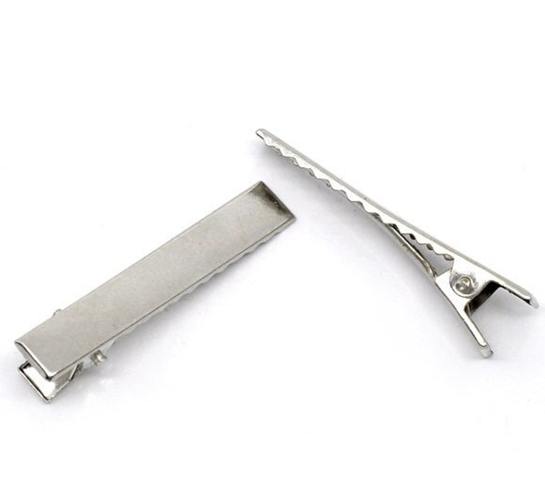100 Alligator Hair Clips With Teeth Single Prong Silver 46mm X 8mm Hair ...
