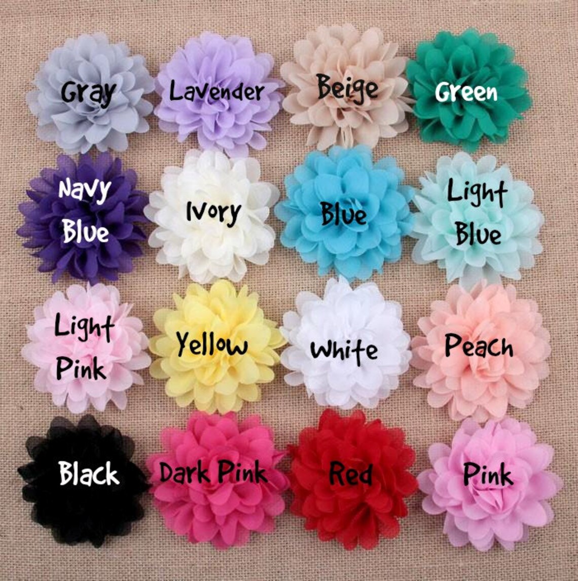 IVORY Large Chiffon Flowers - 4 Inch - Wedding Chiffon Petal Flowers ...