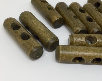 5 Large Toggle Wooden Buttons Dark Brown Finish 5cm X | Etsy