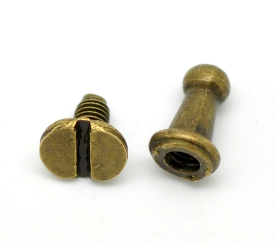 50 Antique Bronze Rivet Stud Spikes - 9mm X 6mm - Metal - Screw Back ...