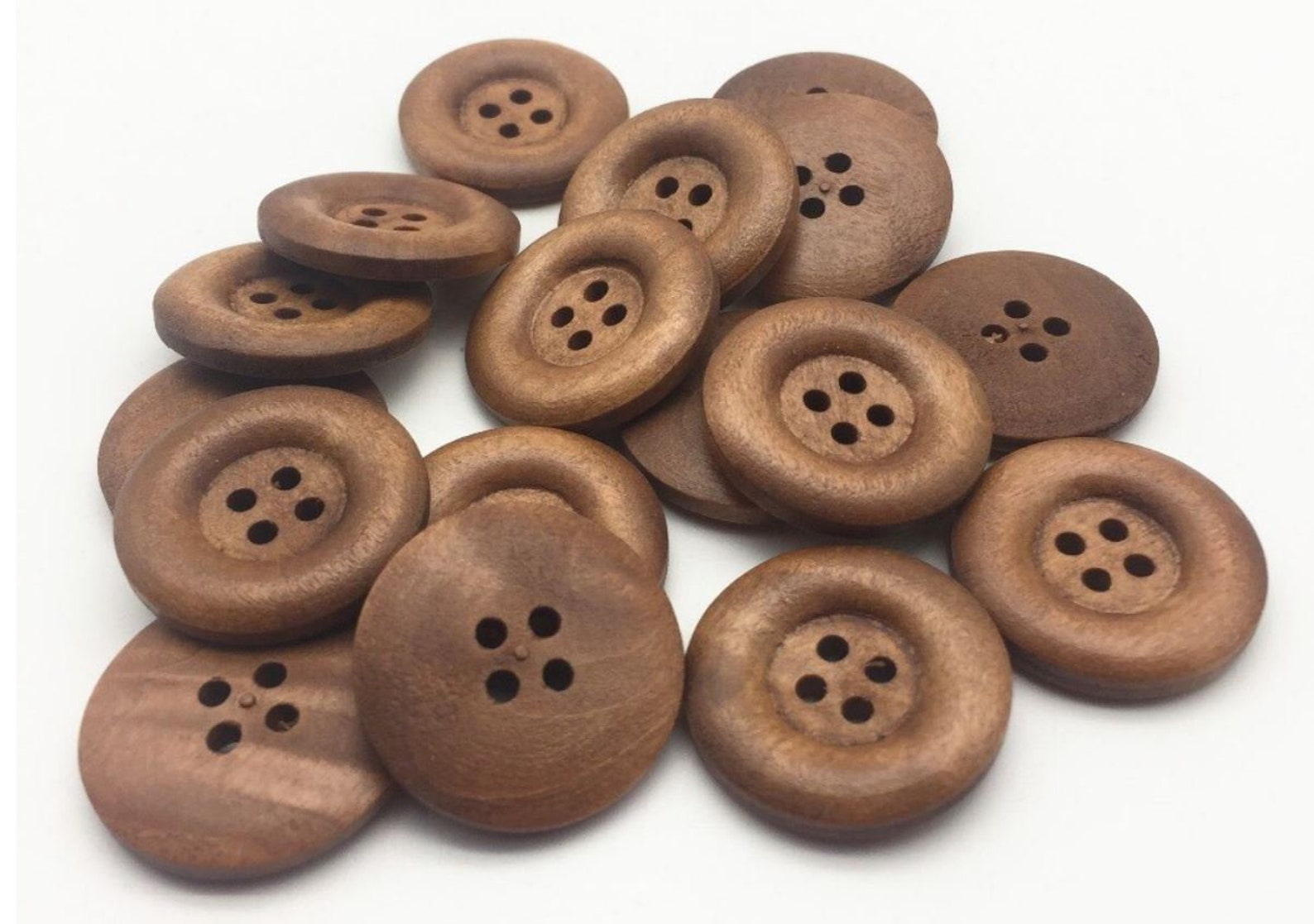 Brown Wooden Buttons 25mm 1 inch 4 Holes Round Sewing | Etsy