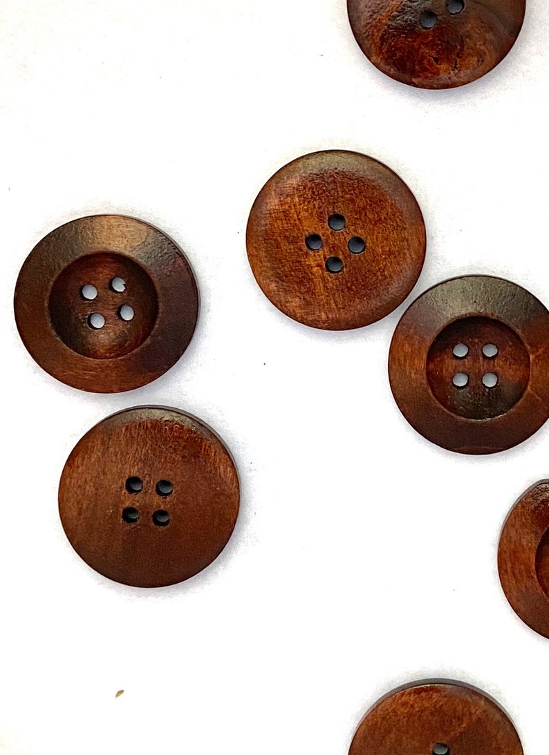 Dark Brown Wooden Buttons 25mm 1 inch 4 Holes Round | Etsy