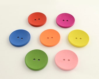 Large Mixed Color Wooden Buttons 25mm 1 Inch Multi | Etsy