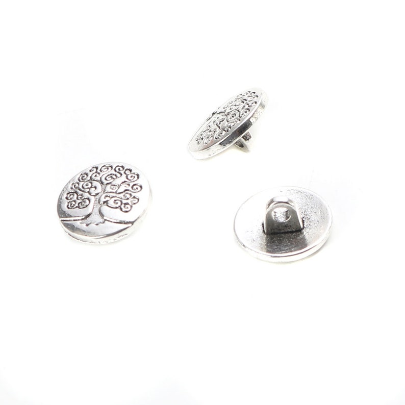 Tree of Life Silver Metal Sewing Buttons Round - Lead and Nickel Free ...