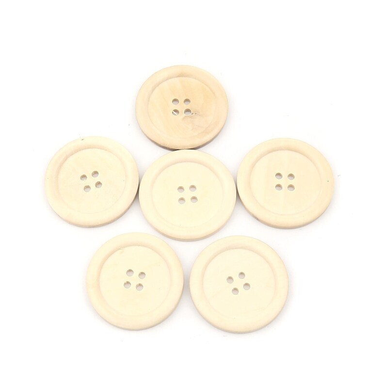 5 Extra Large Natural Wooden Button - 5cm - 2 Inch - 4 Hole - Wood ...