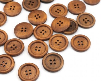 1 Inch Dark Brown Carved Wooden Buttons Carved Flower 25mm | Etsy