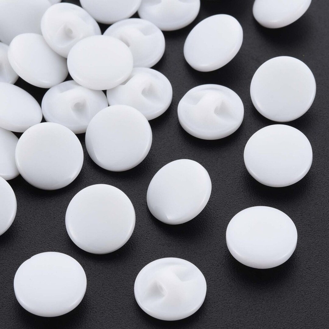 Small White Resin Acrylic Buttons - 11mm - Tiny White Shank Button ...
